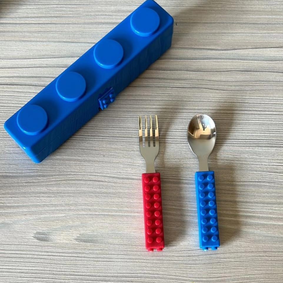 3pc Lego Inspired Cutlery Set